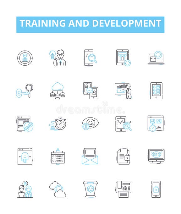 Training and Development Vector Line Icons Set. Training, Development, Learning, Coaching ...
