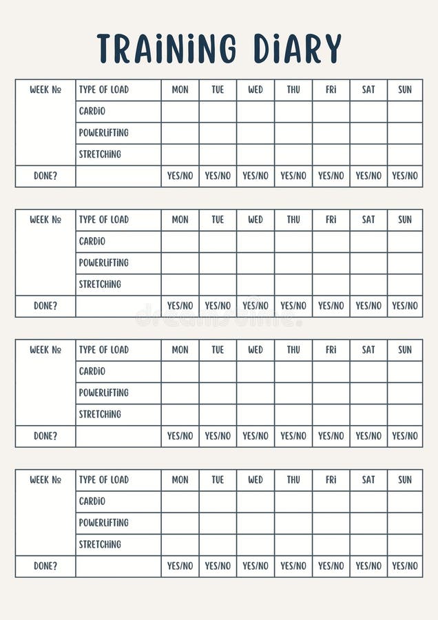 Training Diary stock illustration. Illustration of presentation - 338723744