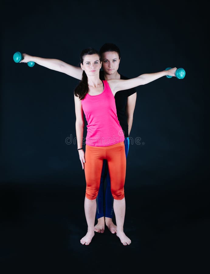 Training with dumbbells stock image. Image of standing - 67008167