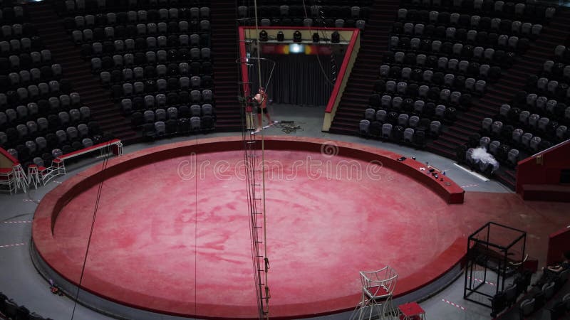 Training in Empty Circus - a Man Rocking the Construction for the Show ...