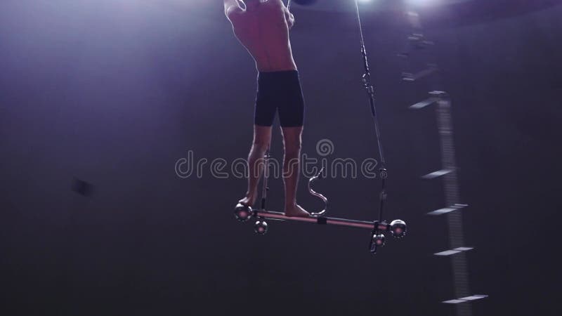 Training in Empty Circus - a Man Standing on the Construction for the ...