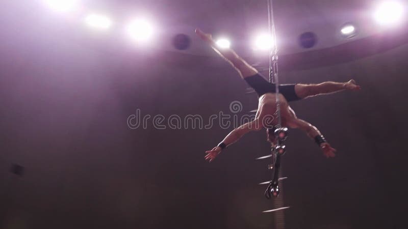 Training in Empty Circus - a Man Standing Upside Down without Hands and ...