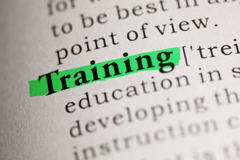 The Word Training, Text Made with Dice on Yellow Background Stock Photo ...