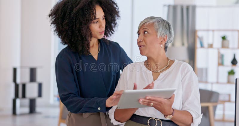 Training, Feedback and Teamwork, Women with Tablet in Discussion on ...