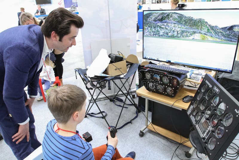 Training on the Flight Simulator Editorial Stock Photo - Image of gamer ...