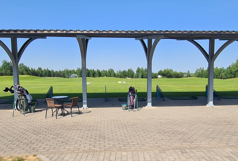 Training Golf Range Bags and Clubs . Golf Game Stock Image - Image of ...