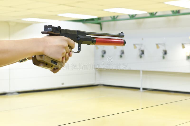 Training gun aim to target stock image. Image of leisure - 28373673
