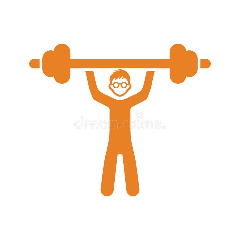 Exercise, Gym, Barbell Icon. Orange Color Vector on Isolated White ...