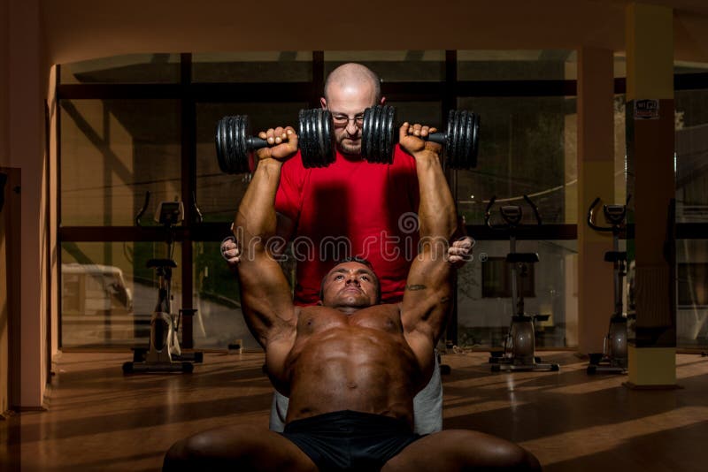 Training in Gym Where Partner Gives Encouragement Stock Image - Image ...