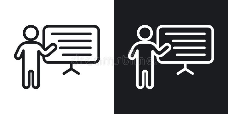 Training Icon Set. Teacher Lecture Education Vector Symbol in a Black ...