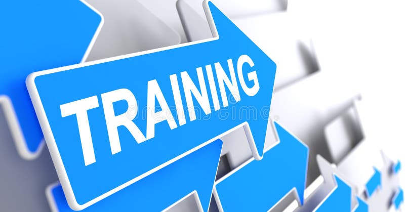 Training - Label on Blue Arrow. 3D. Stock Illustration - Illustration ...