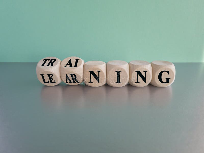 Training and Learning Symbol. Turned Wooden Cubes and Changes the Word ...