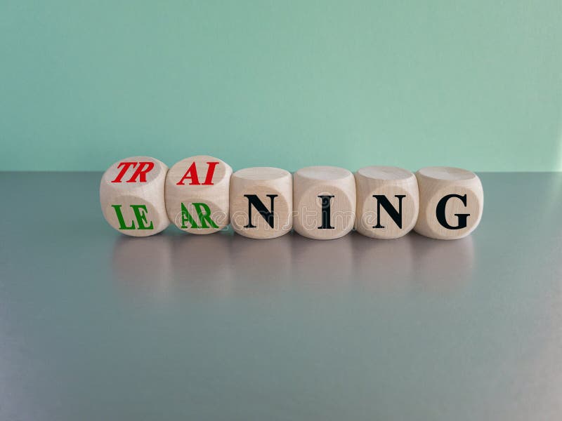 Training and Learning Symbol. Turned Wooden Cubes Stock Image - Image ...
