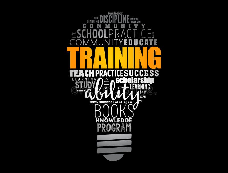 TRAINING Light Bulb Word Cloud Collage, Education Concept Background ...