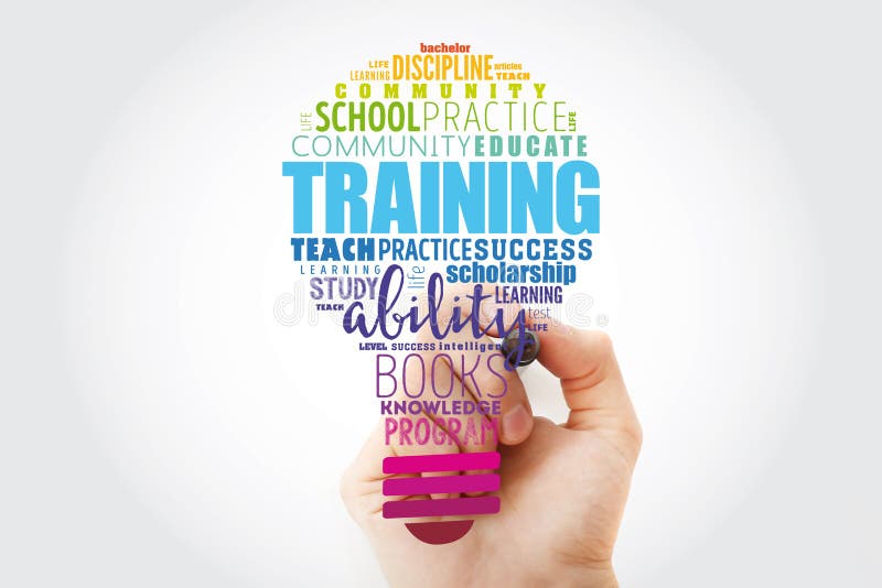 TRAINING Light Bulb Word Cloud Collage, Education Concept Background ...