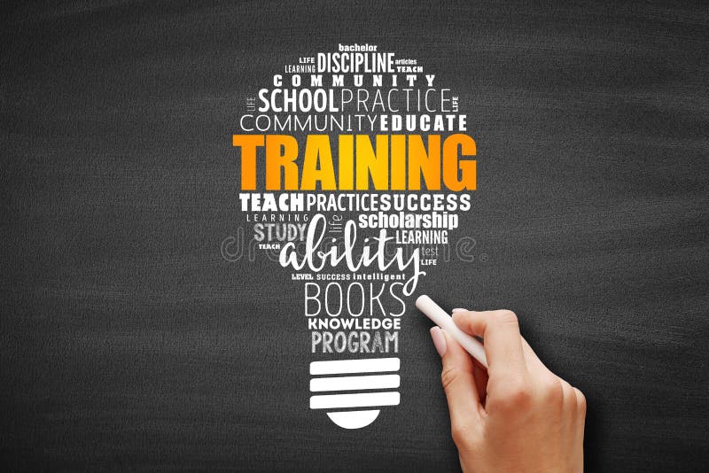 TRAINING Light Bulb Word Cloud Stock Photo - Image of inspirational ...