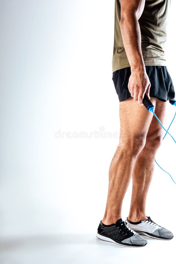 Man Standing with the Skipping Rope in Hands Stock Image - Image of ...