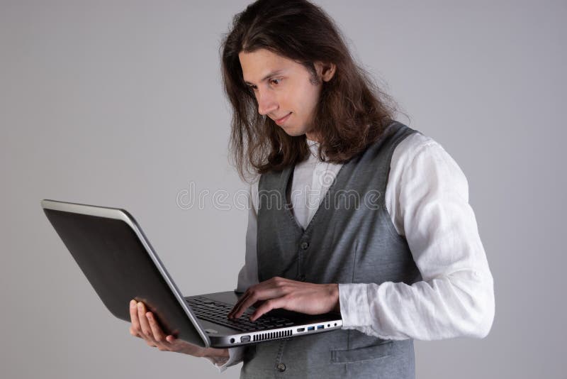 Training and New Technologies, Online Courses, E-learning. a Young Man ...