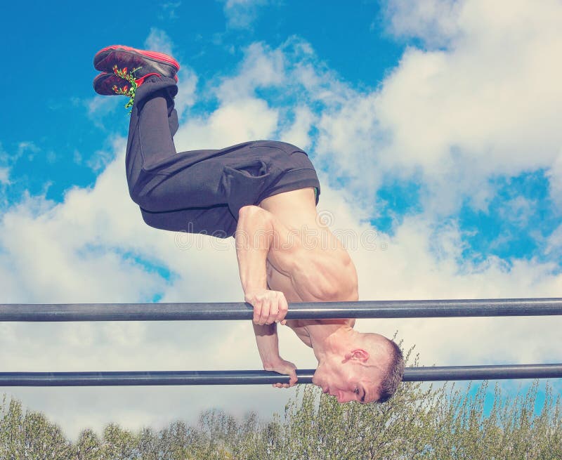 Training Park Workout Parallel Bars Stock Image - Image of white, core ...