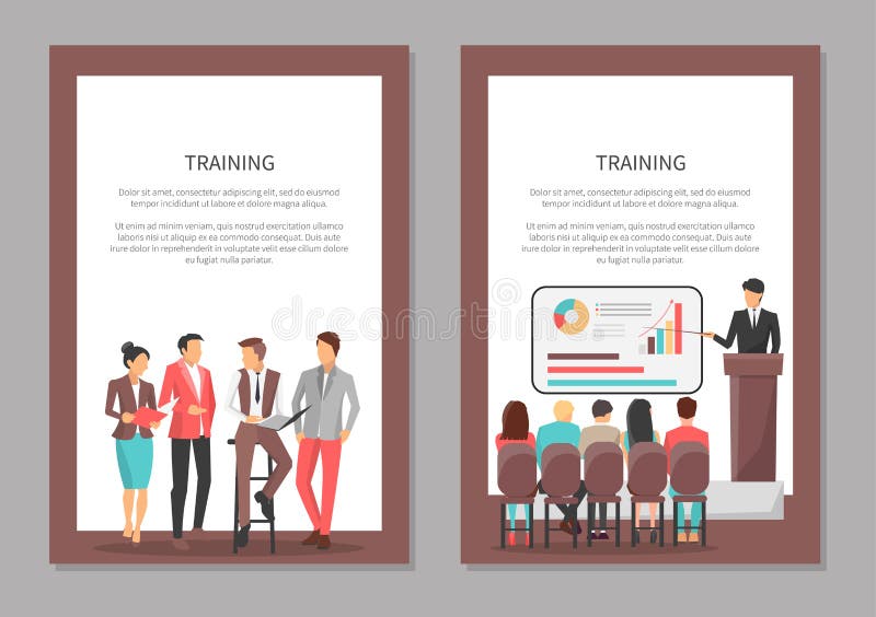 Training Posters Set with People Discussing Issues Stock Vector ...