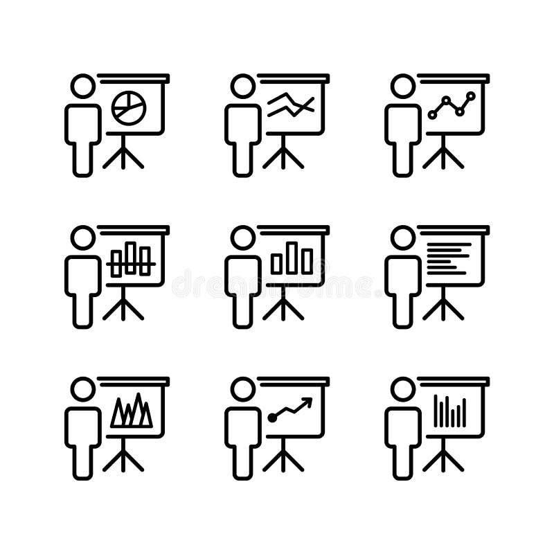 Training, Presentation, Conference or Education Set Icons. Vector Stock ...