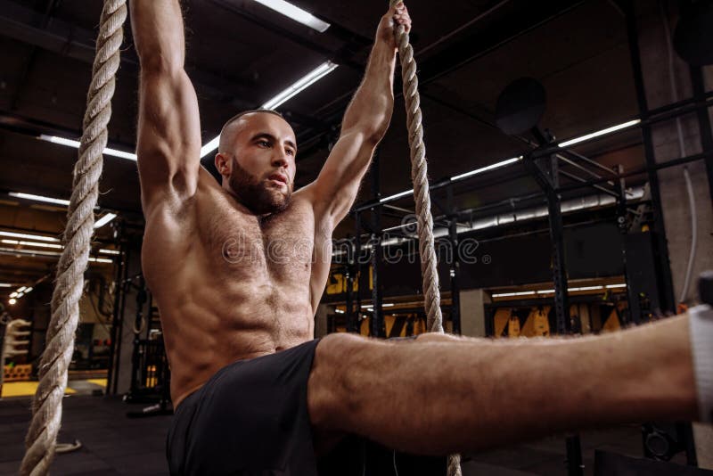 Training Program on Ropes in Cross Fit Stock Image - Image of muscle ...