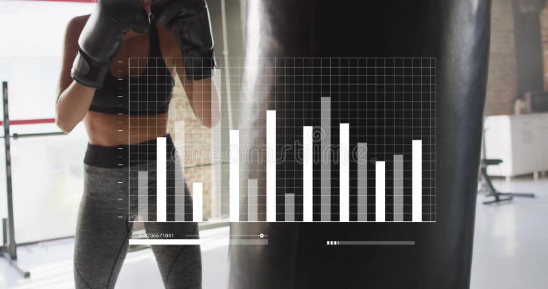 Training with Punching Bag, Boxer Analyzing Performance Metrics with ...