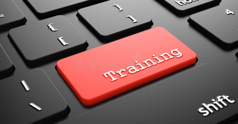 Training on Red Keyboard Button. Stock Illustration - Illustration of ...