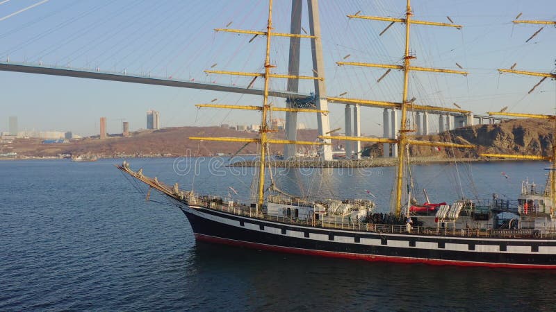 Sailboat Pallada with the Russian Flag on the Stern Stock Video - Video ...