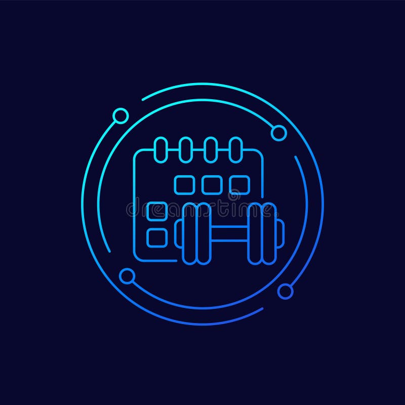 Training Schedule Icon, Linear Design Stock Vector - Illustration of ...