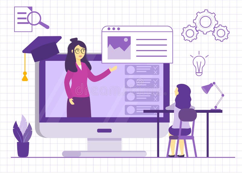 Training School Online Learn Virtual Concept Teaching Stock Vector ...