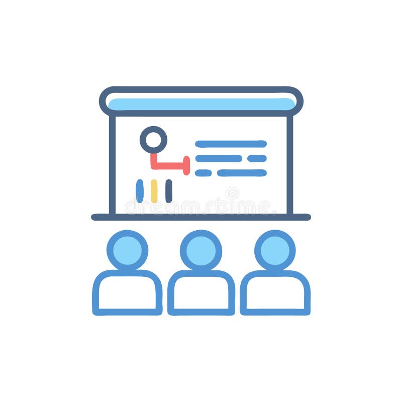 Training Session Graphic Icon with Presentation and Attendees Stock ...