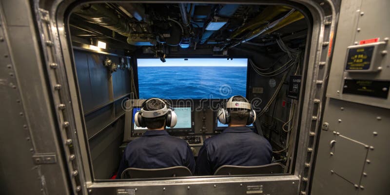 Training Session in a Naval Simulator with Personnel Preparing for ...