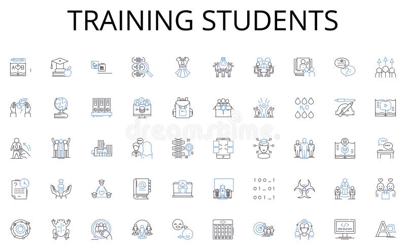 Training Students Line Icons Collection. Analytics, Statistics, Metrics ...