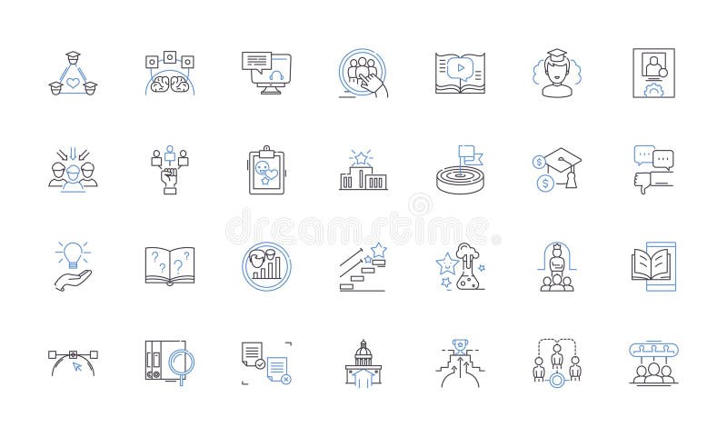 Training Team Line Icons Collection. Coaching, Development, Management ...