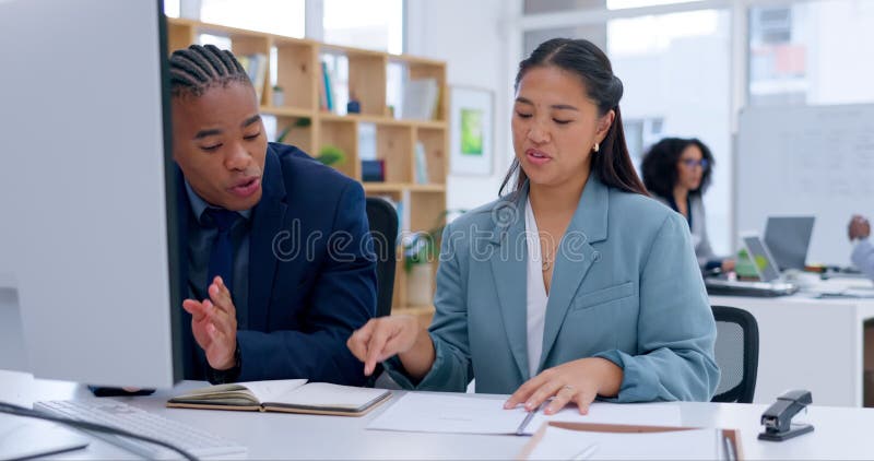 Training, Teamwork and Documents with Business People in Meeting for ...