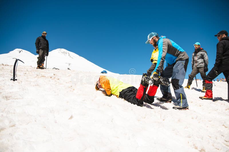 Learning To Slip Properly on a Slope or Glacier with an Ice Ax Stock ...