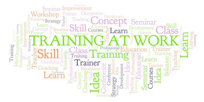 Training at Work Word Cloud. Stock Illustration - Illustration of learn ...