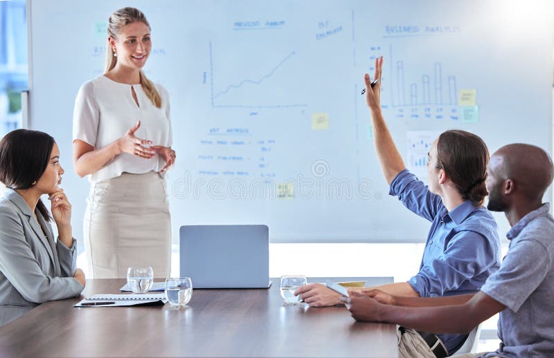 Training, Workshop and Question with a Business Woman Giving a ...