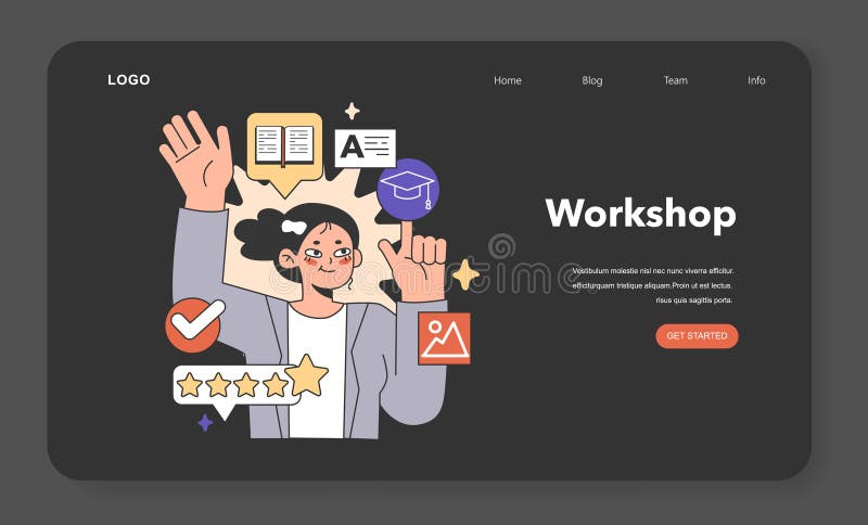 Training Workshop Web Banner or Landing Page Night or Dark Stock Vector ...