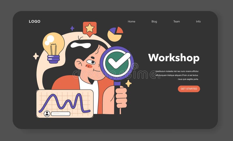 Training Workshop Web Banner or Landing Page Night or Dark Stock Vector ...