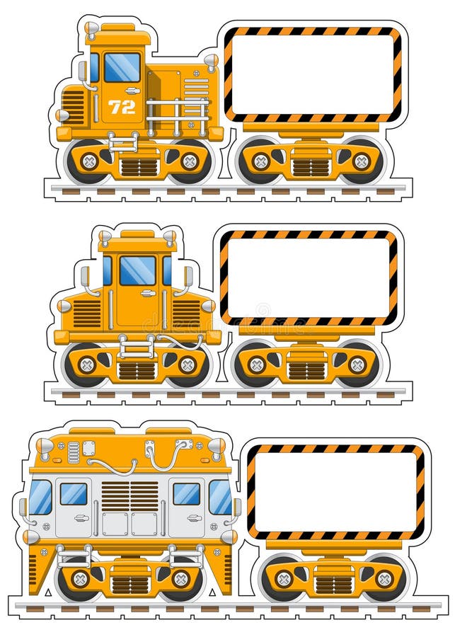 A Set of Stickers with Freight Trains. Stock Illustration ...