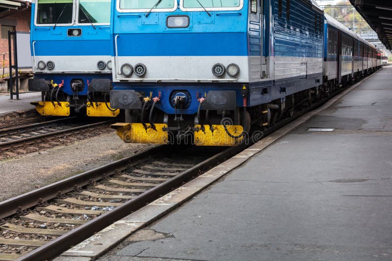 Trains at City Train Station Stock Photo - Image of platform ...