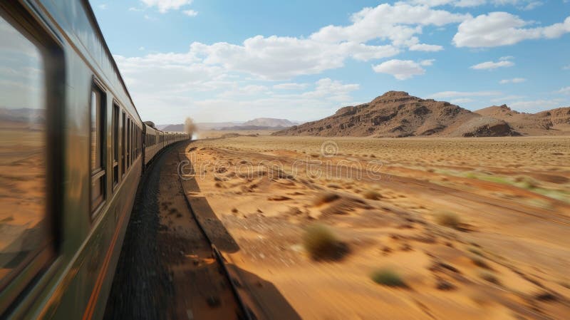 The Trains Engine Churning As it Powers through the Unforgiving Desert ...