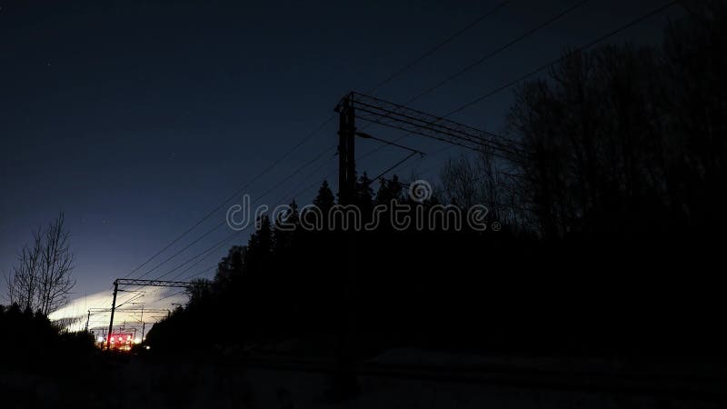 Trains at night stock video. Video of modern, frost - 287179845