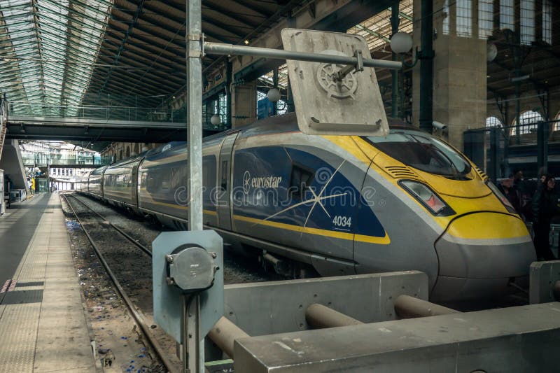 Trains at the Platform of the North Station (Gare Du Nord Editorial ...
