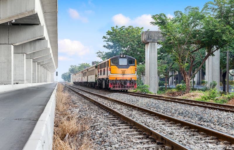 Trains Running on the Railway Stock Photo - Image of station, slow ...