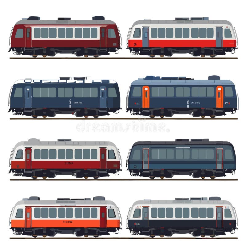 Trains Set Vector Simple Illustration Stock Vector - Illustration of ...