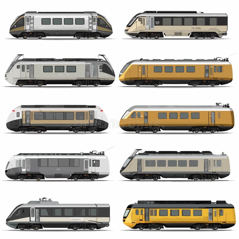 Trains Set Vector Simple Illustration Stock Vector - Illustration of ...