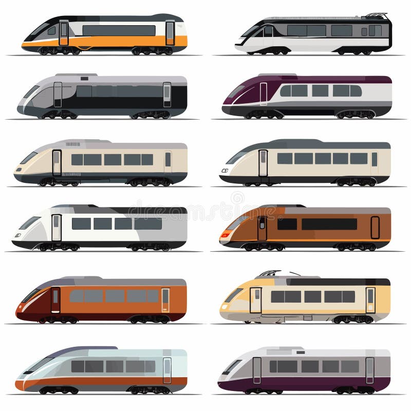 Trains Set Vector Simple Illustration Stock Vector - Illustration of ...